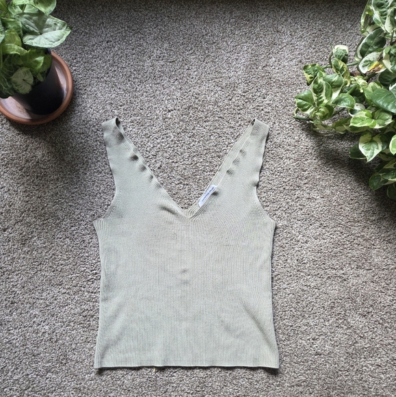 & Other Stories | Tops | Sage Vneck Ribbed Tank Top | Poshmark